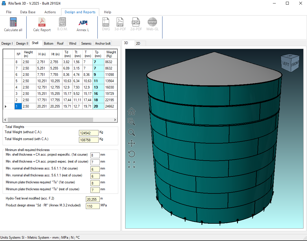 Rilotank – Free 3D software for desing of storage tanks API 650